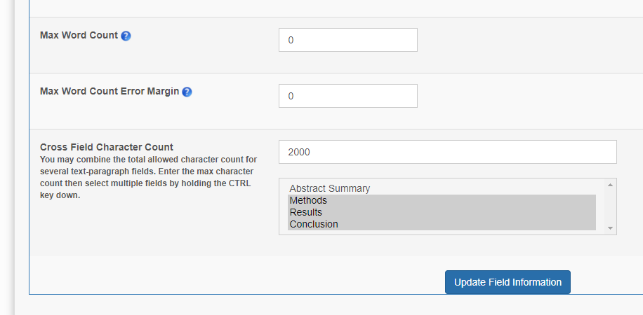 How to apply a word count limit on a field?