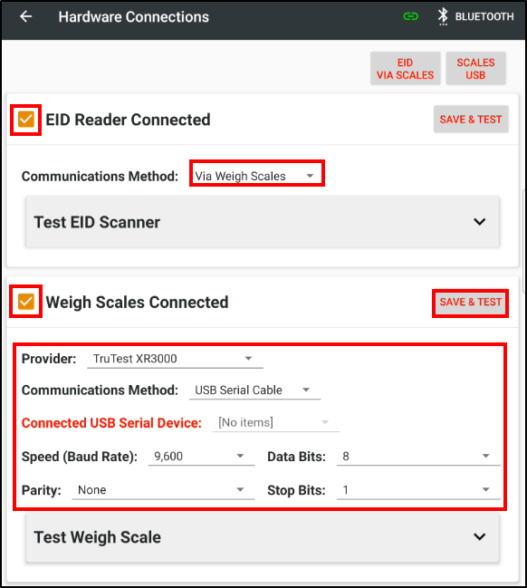 Setup Tru-Test XR3000 Weigh Scale (and EID Reader)