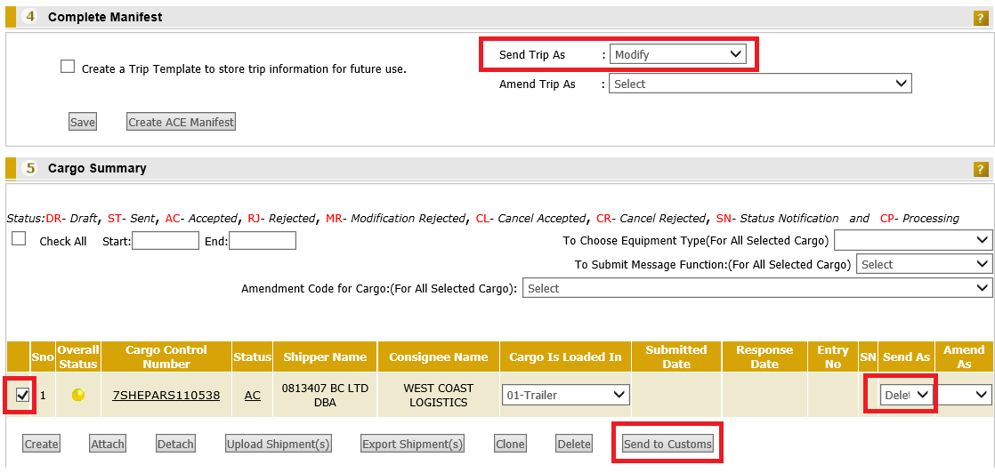 How do I change my Cargo Control Number?