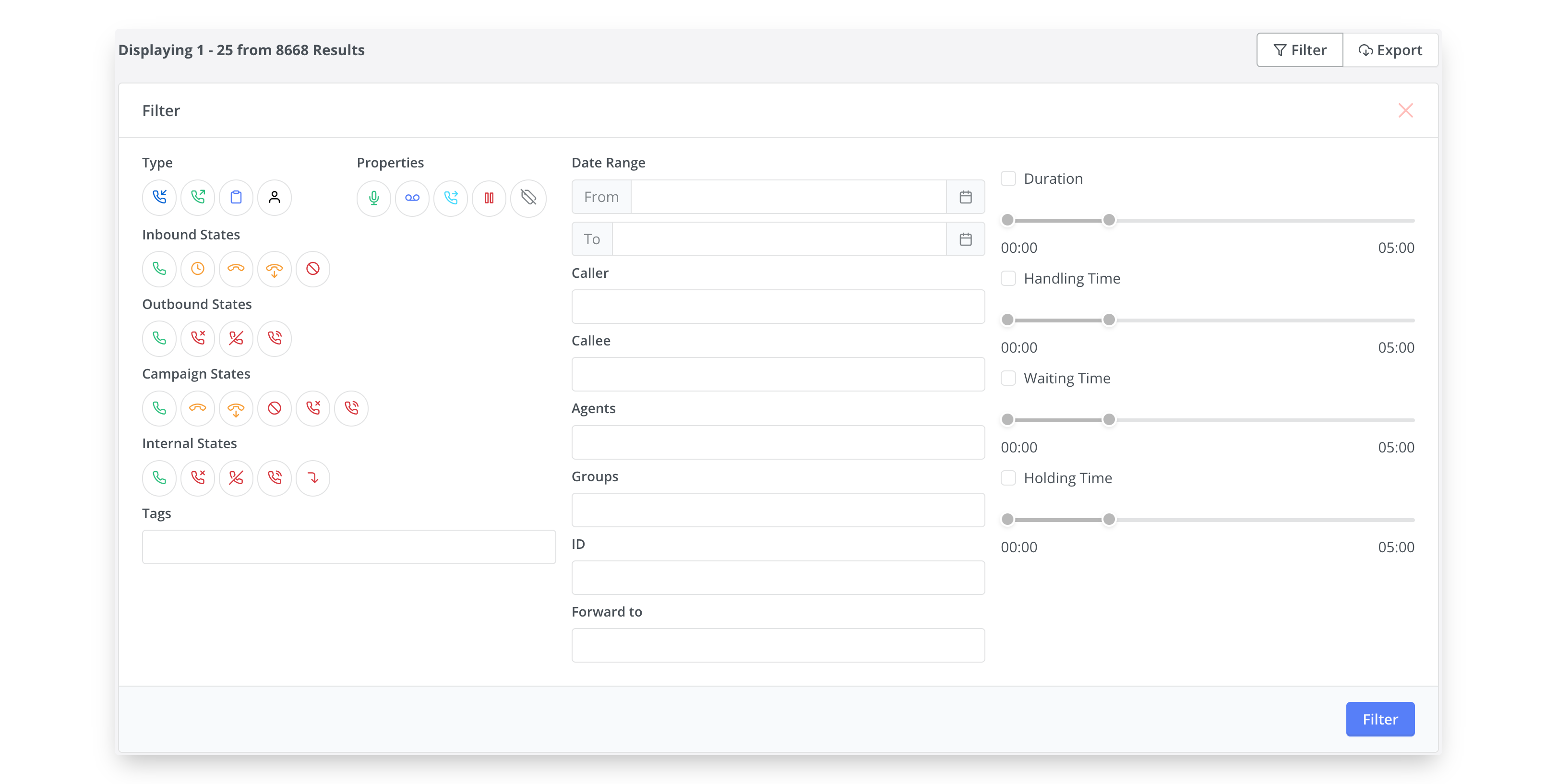 How to filter calls?