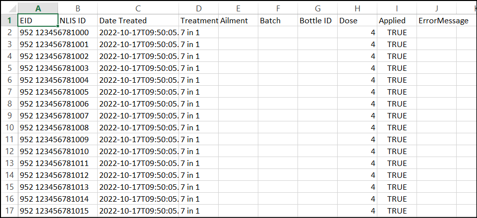 Edit Existing Treatments – using Import/Export CSV (web)