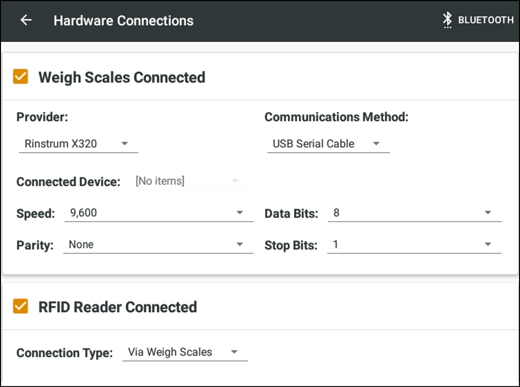 Setup Rinstrum X320 Weigh Scale (and EID Reader) (app)