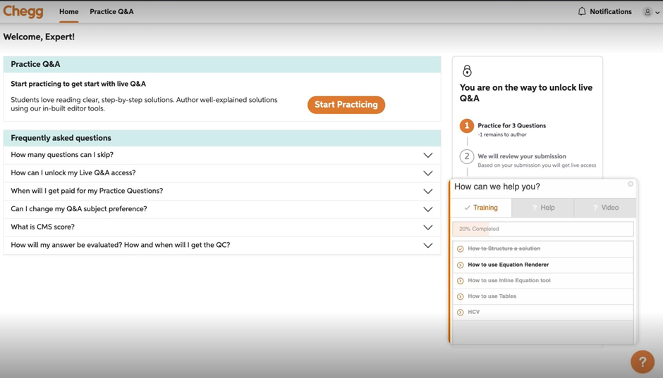 How to Get Access to the Chegg Live Q&A Dashboard with Chegg Practice Site
