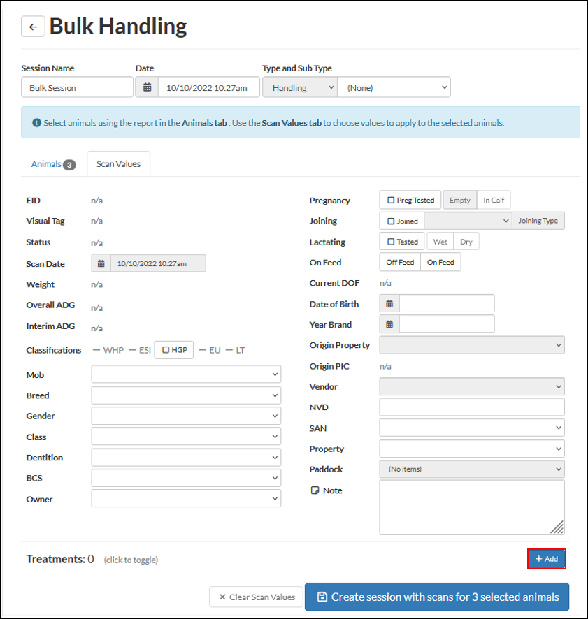 Create New Session – Bulk Session (web)