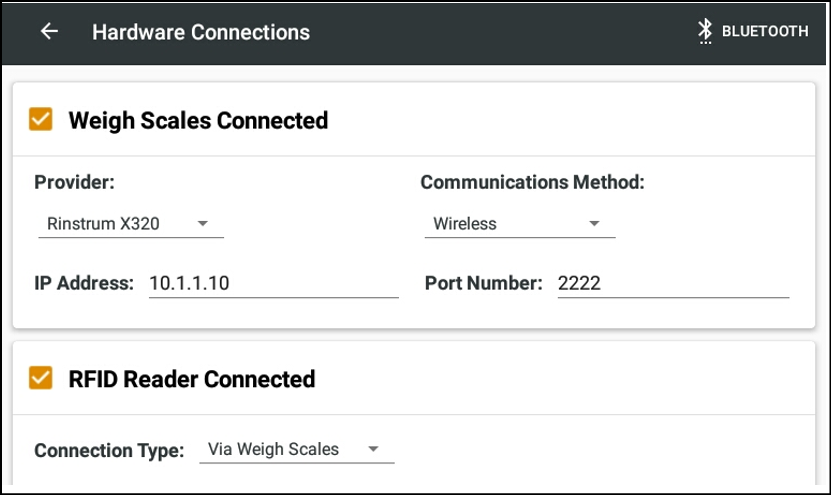 Setup Rinstrum X320 Weigh Scale (and EID Reader) (app)