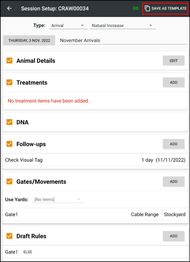 Create New Scan Session – Session Setup (app)