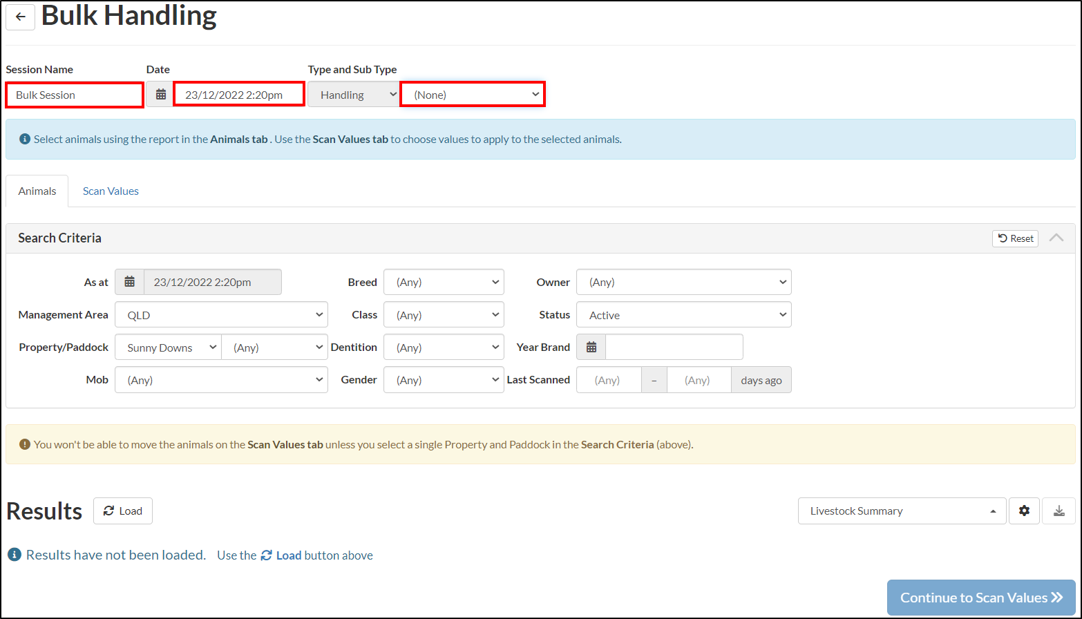 Create New Session – Bulk Session (web)