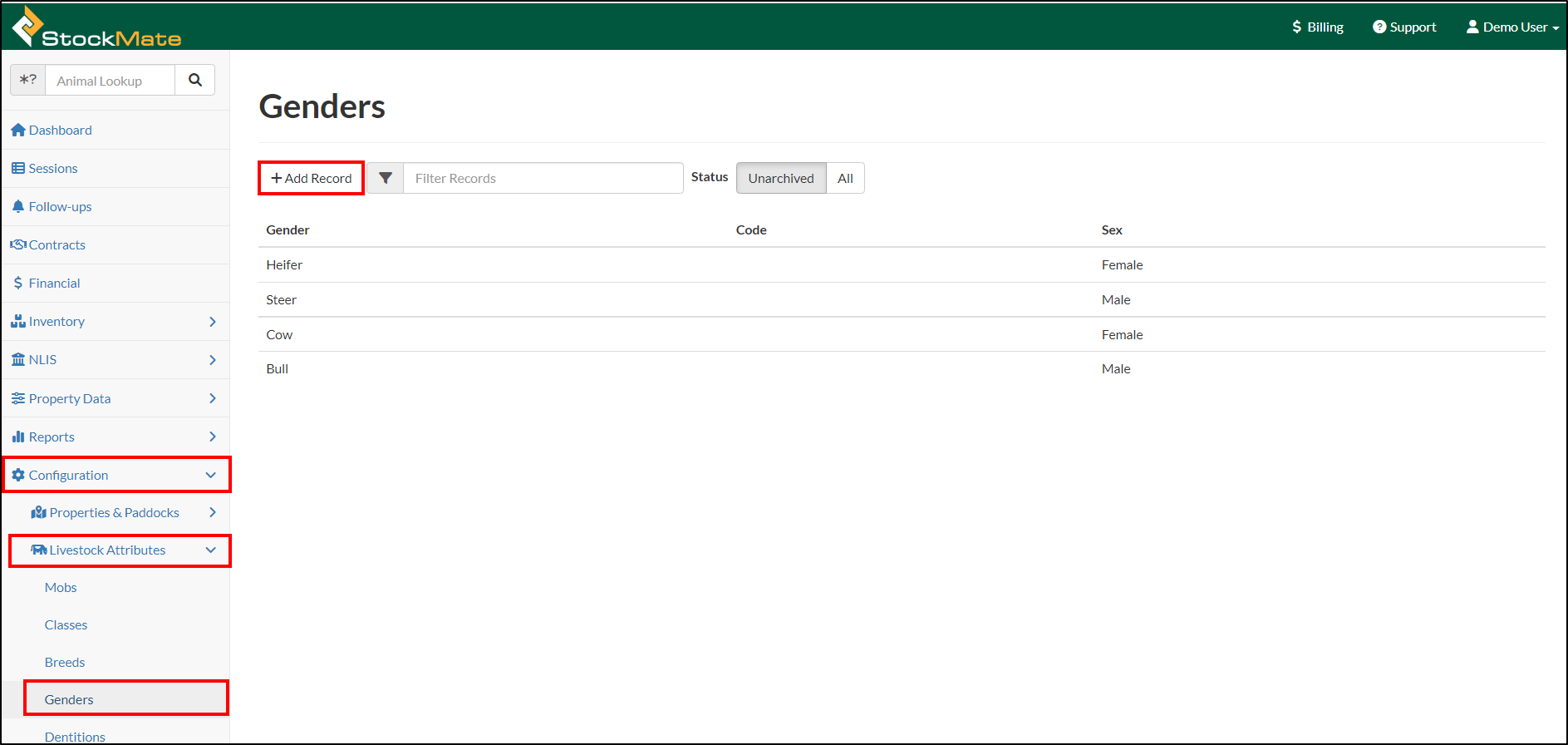 Setup Genders (web & app)