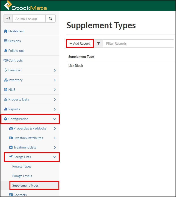 Setup Supplement Types (web & app)