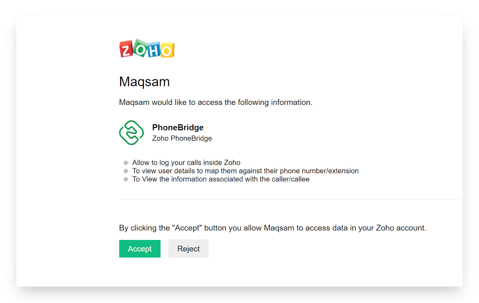 Zoho Phonebridge Guide