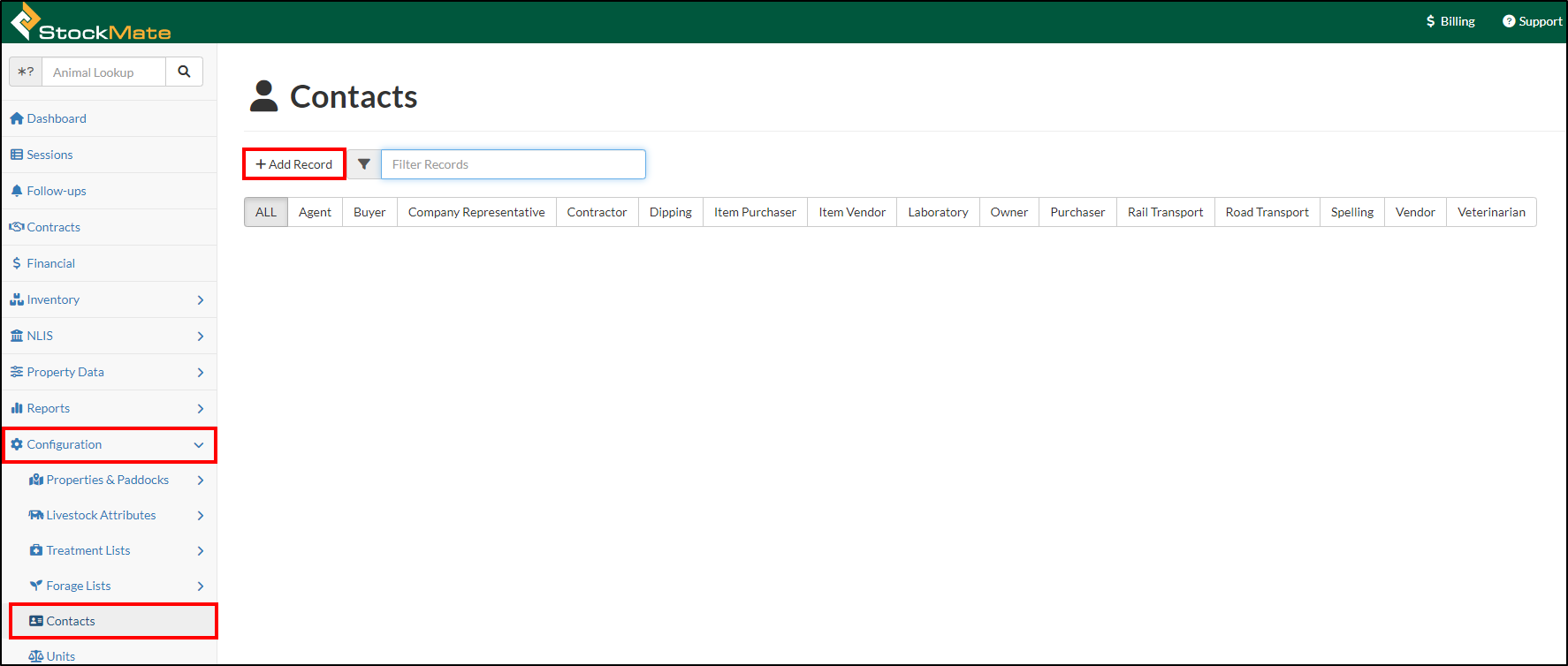 Setup Contacts (web & app)
