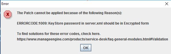 Update 10.5 - ERRORCODE:1009:KeyStore password in server.xml should be Encrypted form