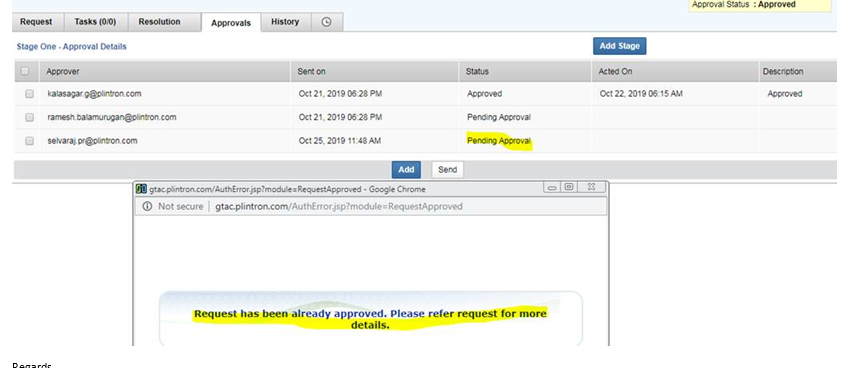 Unable to approve requests.