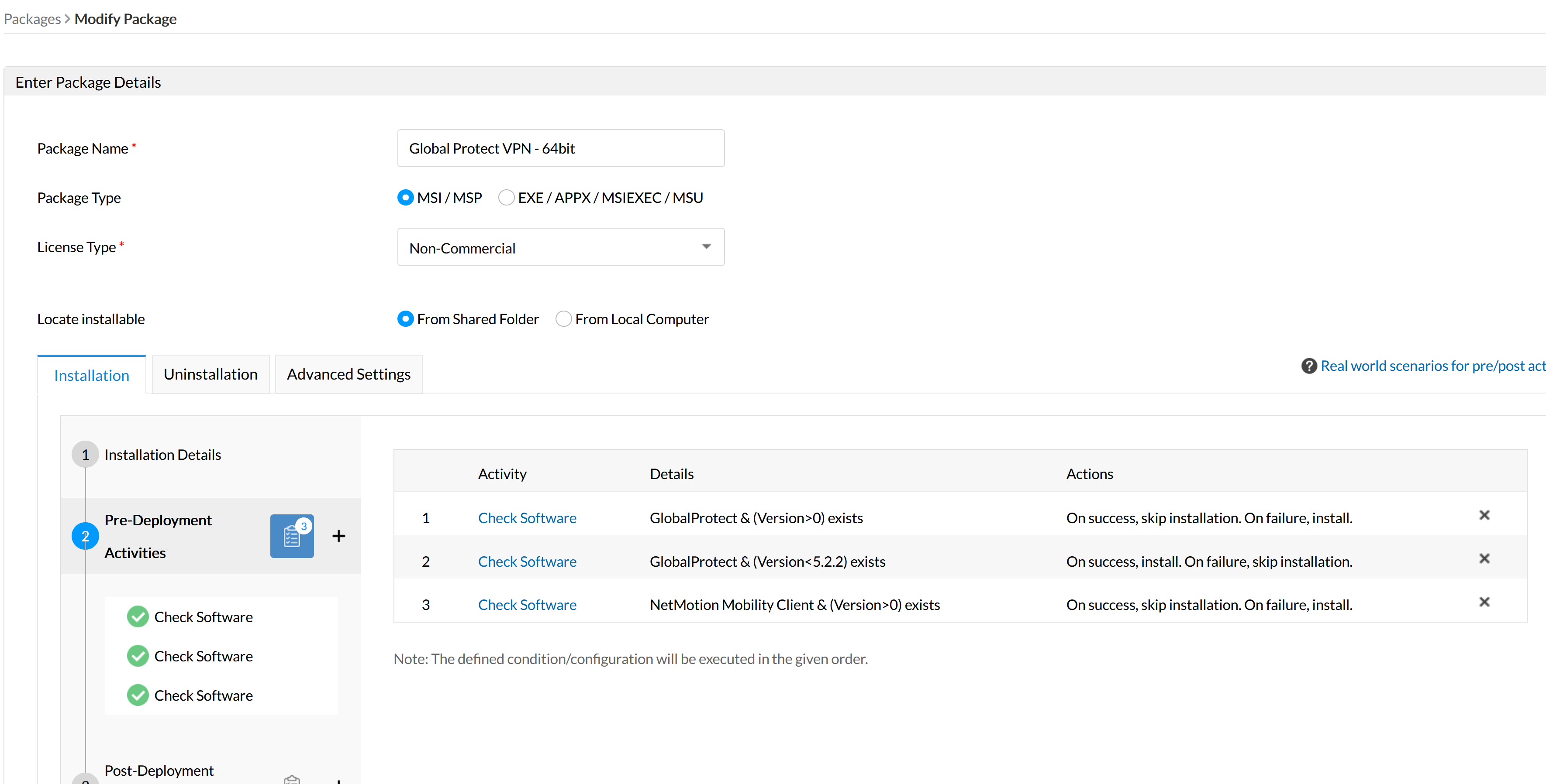 Multiple software checks in pre-deployment not working