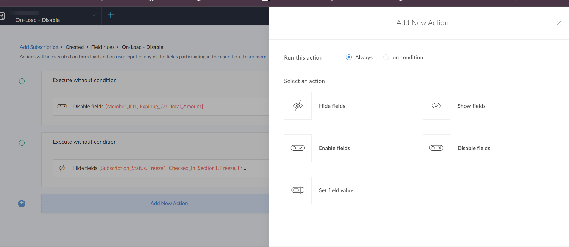 Hide/Show and Custom function in Creator