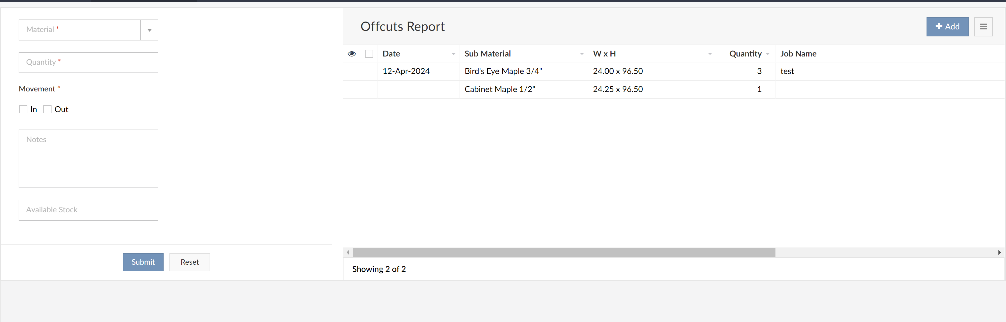 Report filter based on form input
